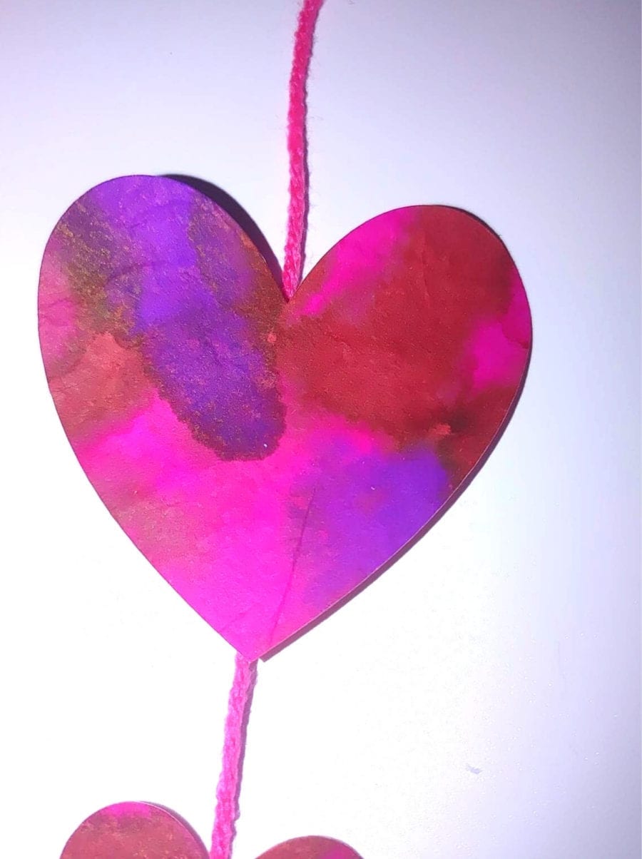 Coffee Filter Heart Hanging Valentine's Day Craft - Sincere Mommy
